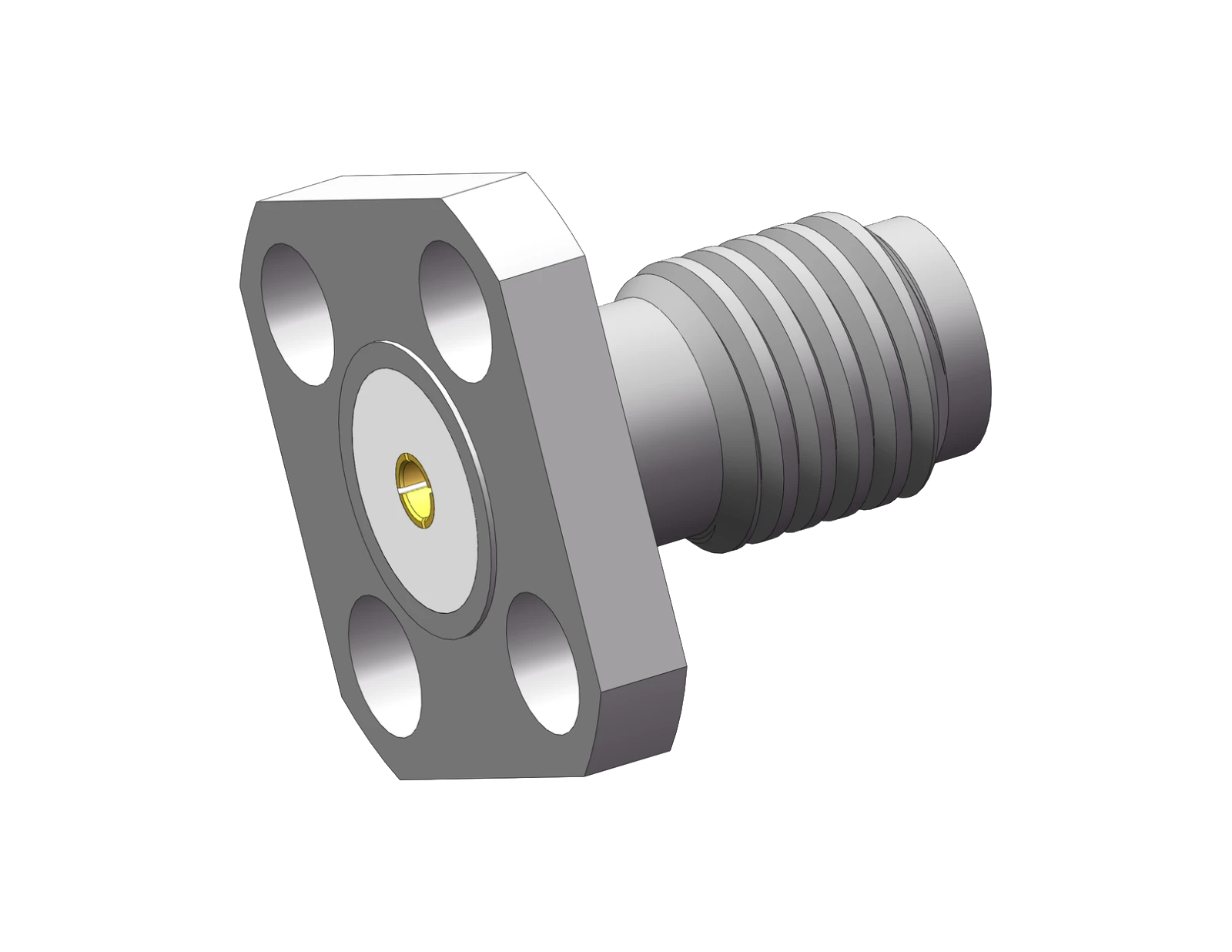 SSMA Female 4-Hole Flange Mount RF Connector – Field Replaceable, 5.9mm ...